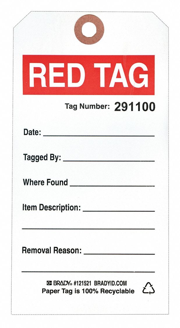 5S Red Tag Board, 16 in Overall Ht, Red Tag Station - 41F348|122056 ...