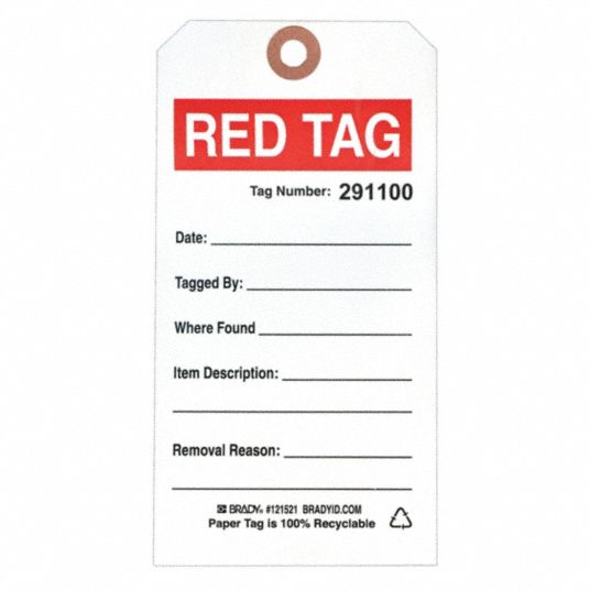 5S Red Tag Board, 16 in Overall Ht, Red Tag Station - 41F348|122056 ...
