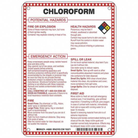Chloroform Potential Hazards, Fiberglass, Sign - 41F471|48860 - Grainger