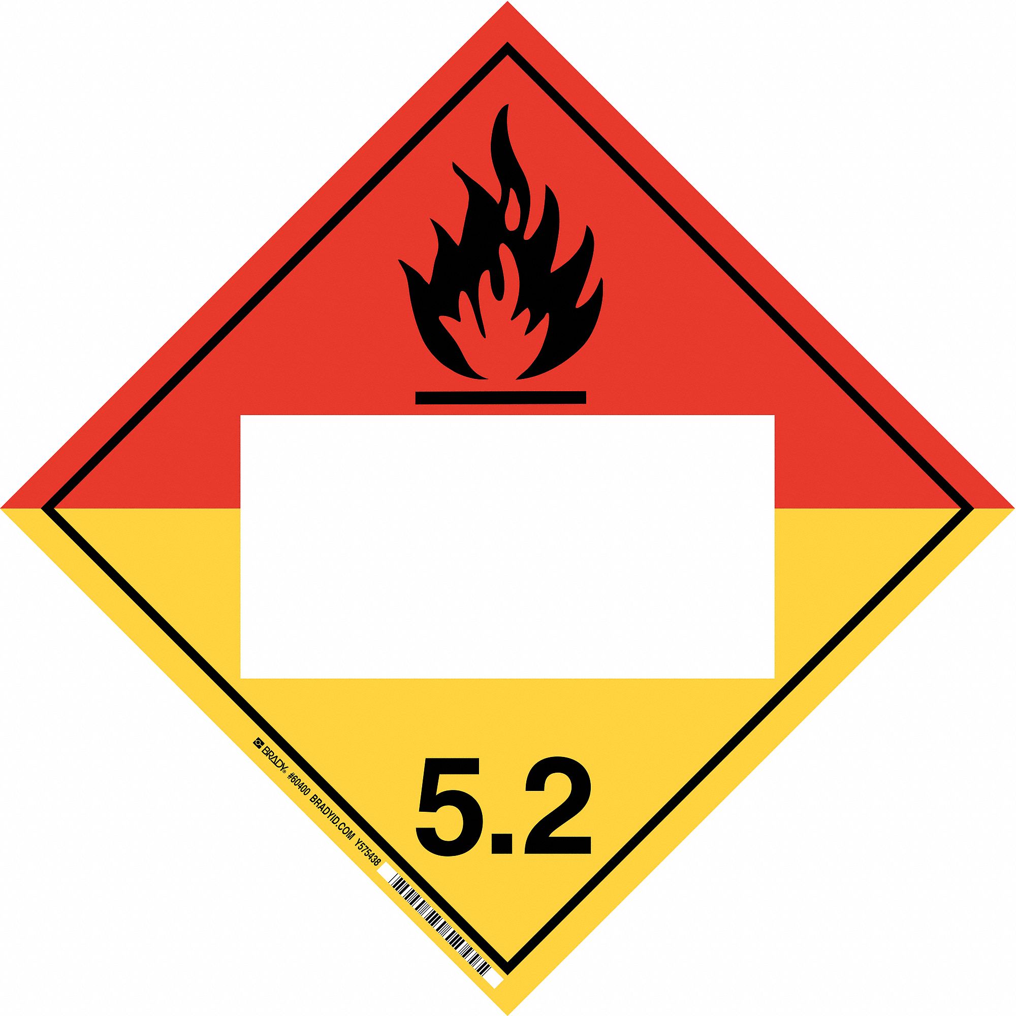 BRADY, 5.2, 10 3/4 in x 10 3/4 in, DOT Container Placard - 41F575|60384 ...