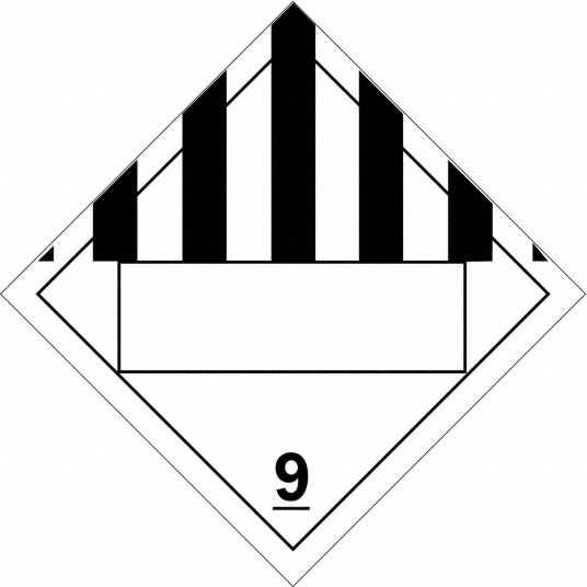 BRADY, 9, 10 3/4 in x 10 3/4 in, DOT Container Placard - 41F577|60388 ...