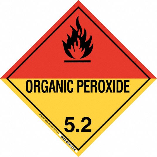 BRADY, ORGANIX PEROXIDE/5.2, 10 3/4 in x 10 3/4 in, DOT Container ...