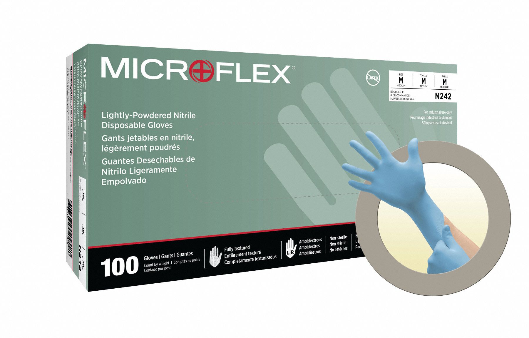 MICROFLEX Disposable Gloves: Gen Purpose, 4 mil, Powdered, Nitrile, XL ...