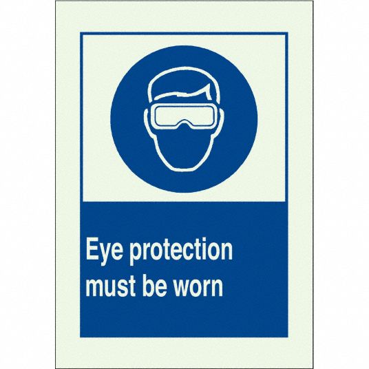 Safety Sign, Eye Protection Must Be Worn, Header No Header, Rectangle ...