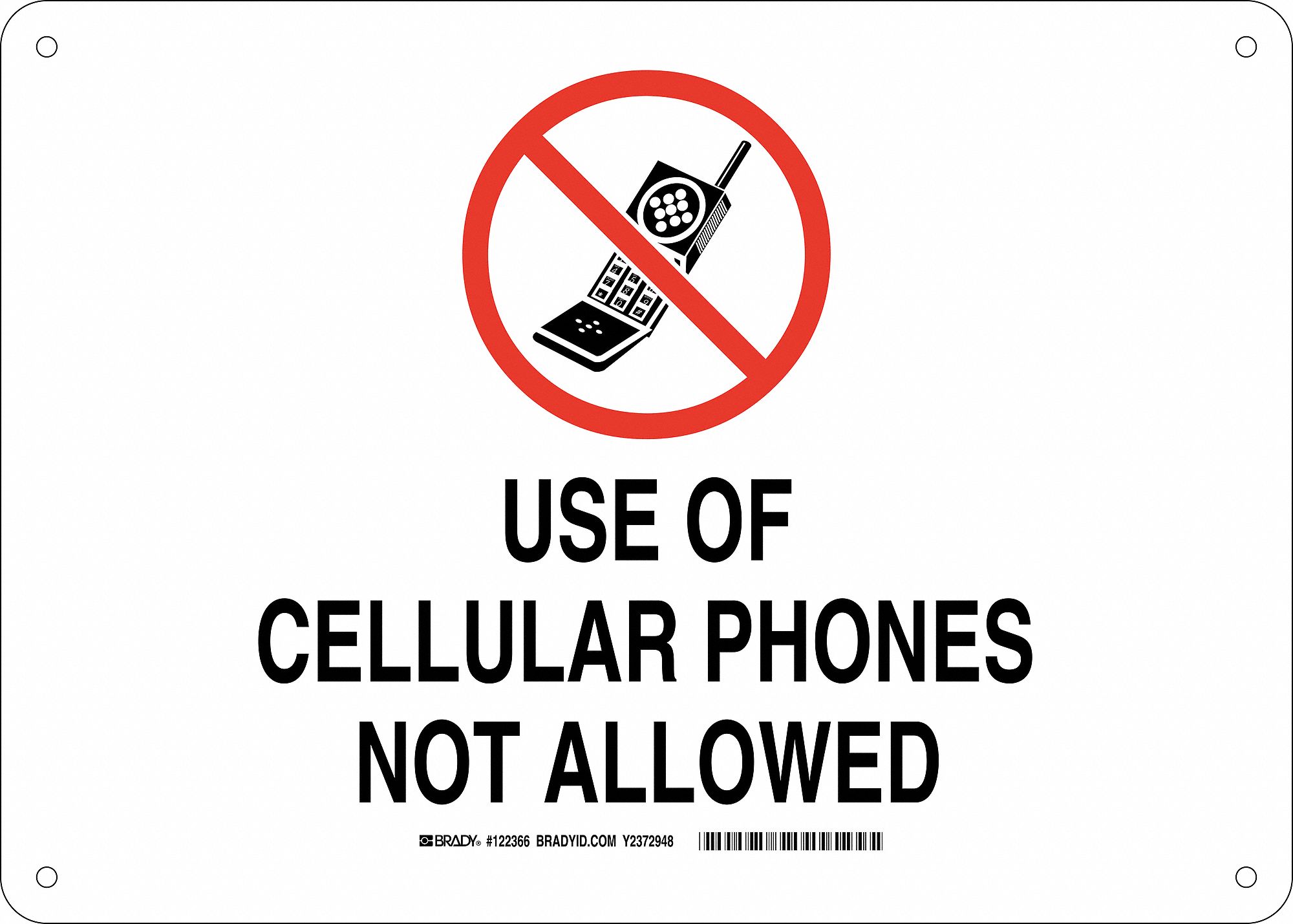 Mounting Holes Sign Mounting, Not Retroreflective, No Cellular Phones ...