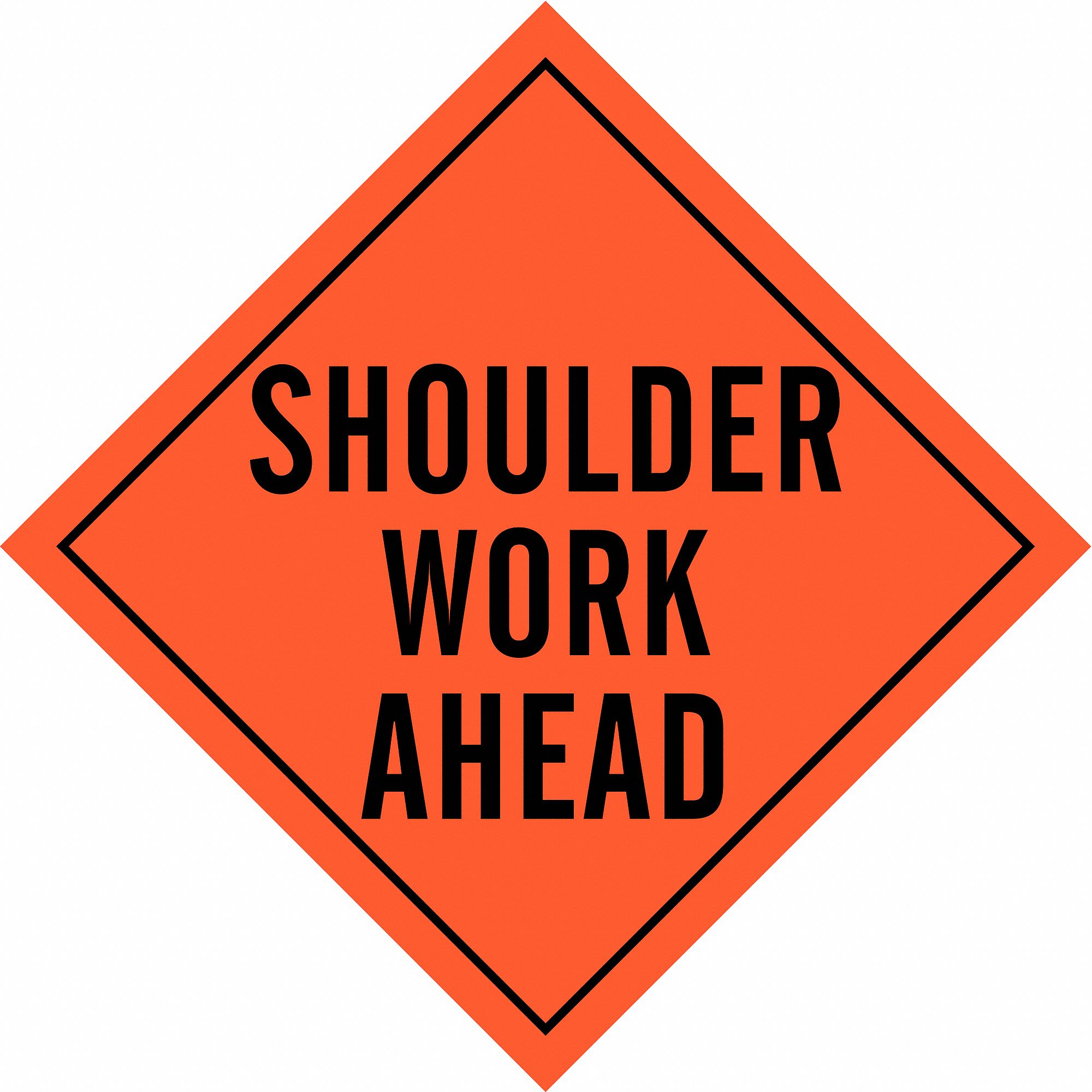 Roll-Up Road Construction Sign, Diamond, Mesh, Sign Background Color ...
