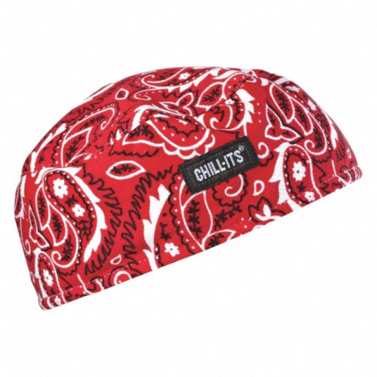 CHILL-ITS BY ERGODYNE Hat: Beanie Cap, Red, Universal, Hat, Terry Cloth ...