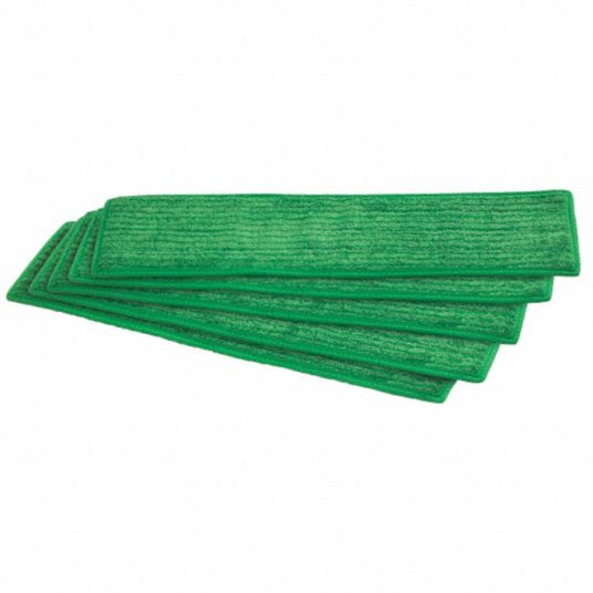 PERFECT CLEAN, 18 in Wd, Launderable, Mop Pad, Green, Microfiber, Hook ...