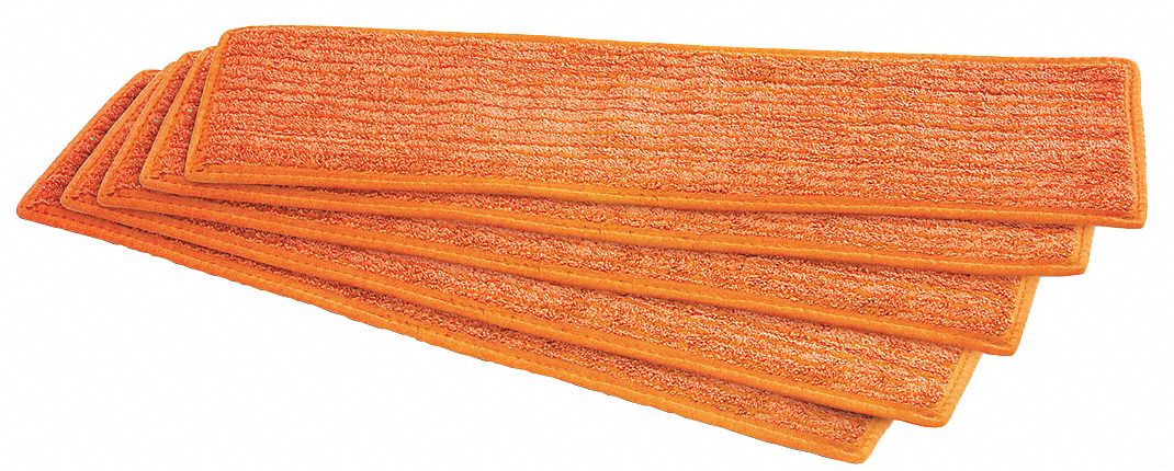 PERFECT CLEAN, Microfiber, 18 in Wd, Mop Pad, Orange™, Microfiber, Hook ...