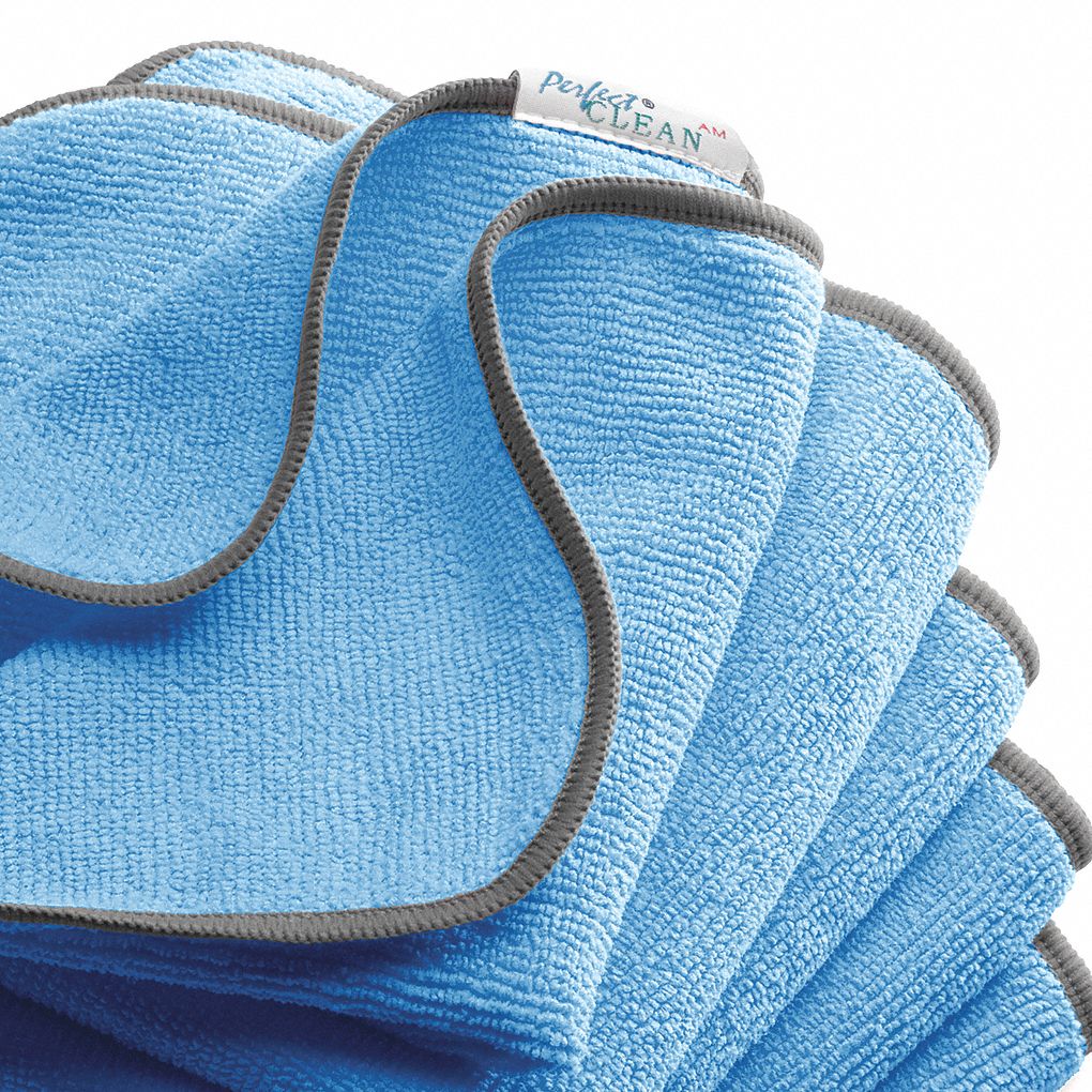 PERFECT CLEAN, 12 in x 12 in, Microfiber Cloth: Microfiber, New, Blue ...