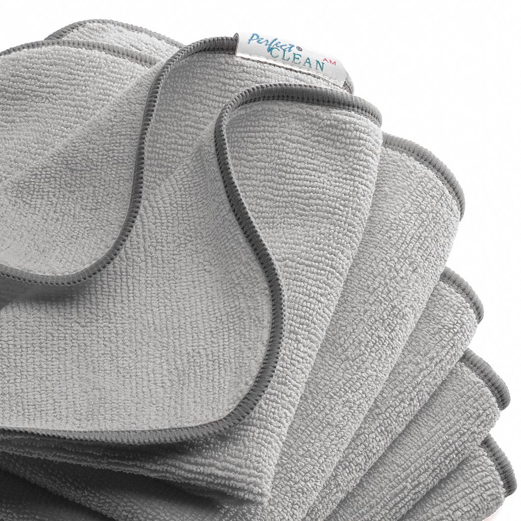 PERFECT CLEAN, 12 in x 12 in, Microfiber Cloth: Microfiber, New, Gray ...