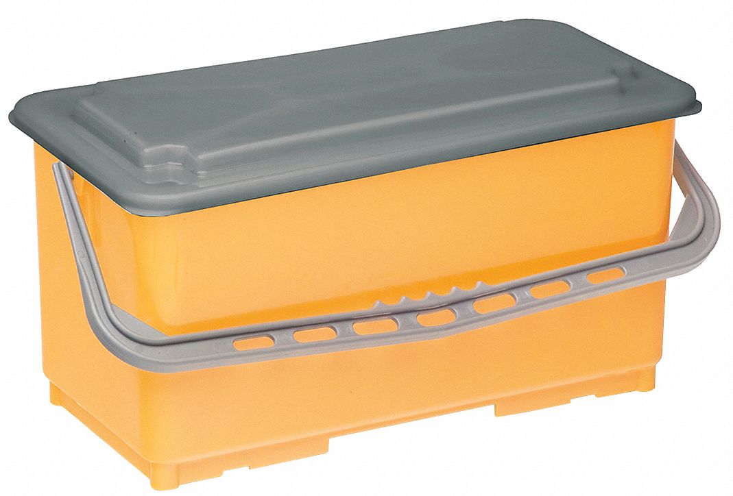 PERFECT CLEAN, 18 in Flat Mop Bucket Yellow with Lid and Wheels ...