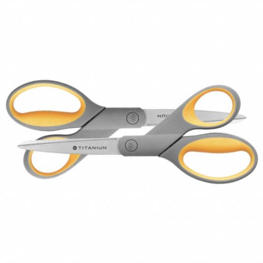 WESTCOTT Scissors: Ambidextrous, 8 in Overall Lg, Straight, Titanium ...
