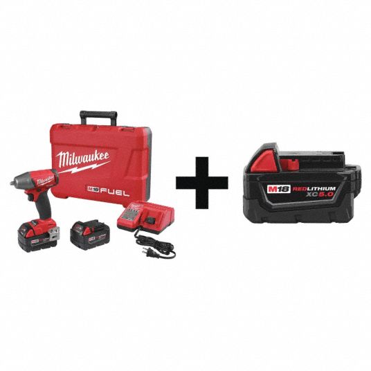 MILWAUKEE, 3/8 in Drive Size, 210 ft-lb Fastening Torque, Impact Wrench ...