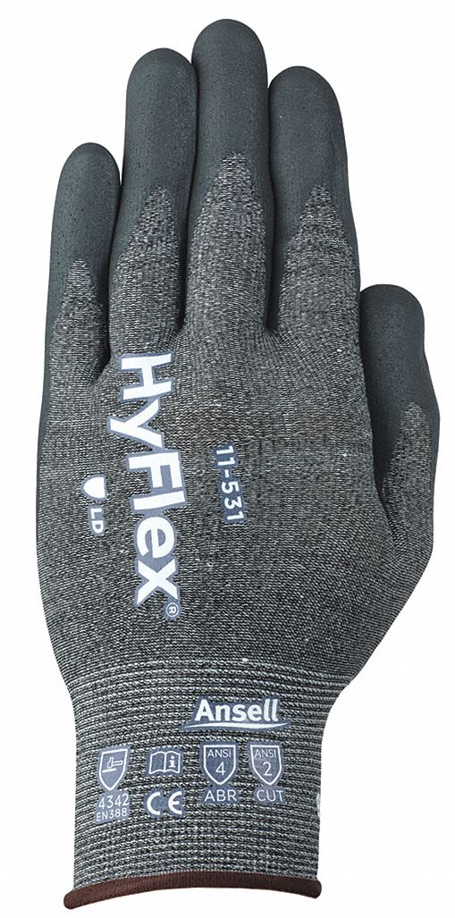 HYFLEX Cut Resistant Gloves, 9 Size, Gray, PR - 490T50|11-531VP - Grainger