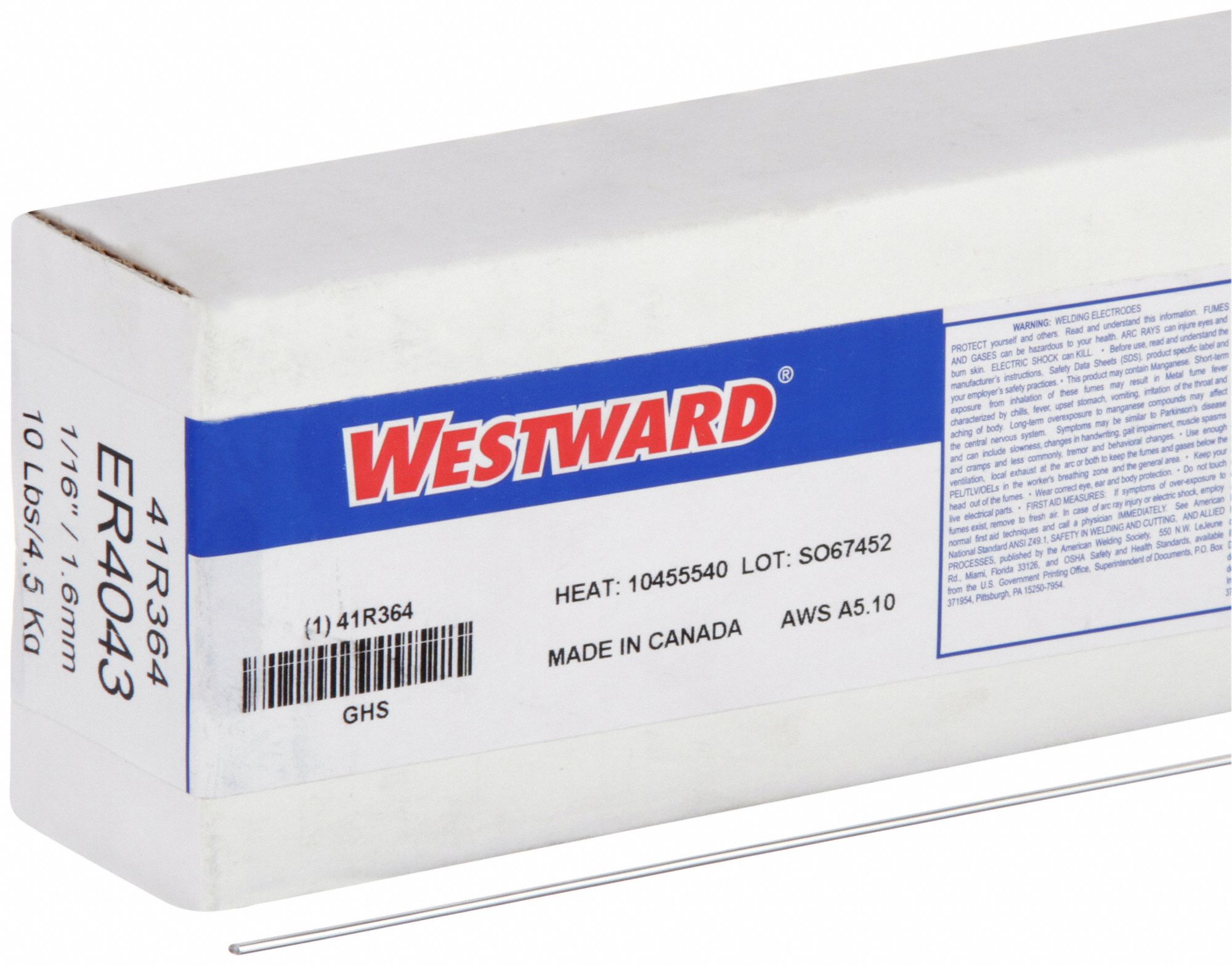 WESTWARD, Aluminum, ER4043, TIG Welding Rod - 41R364|41R364 - Grainger