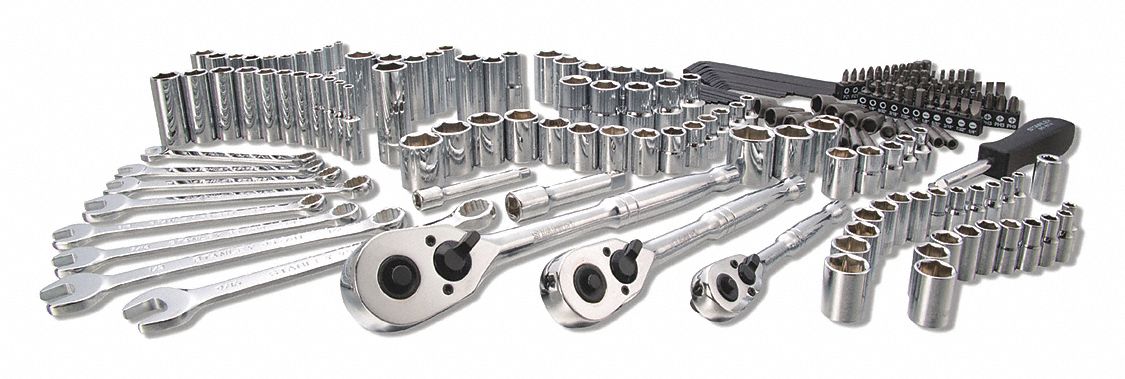 STANLEY, 201 Total Pcs, Metric/SAE, Mechanics Tool Set,201 pcs ...