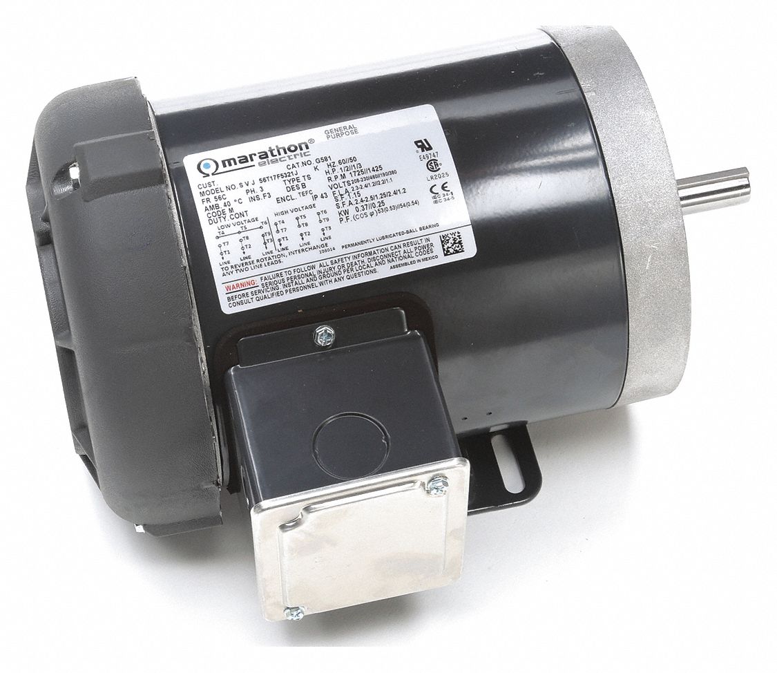 MARATHON MOTORS, Totally Enclosed Fan Cooled, C-Face/Rigid Base Mount ...