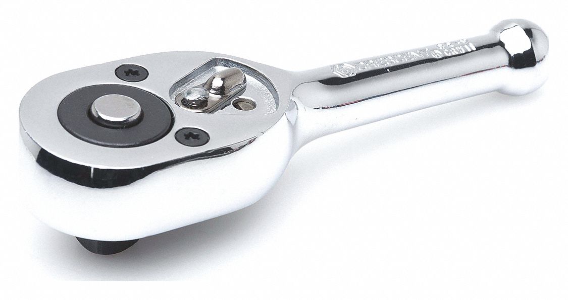 Stubby Ratchet,Polished,3/8in Drive - Grainger