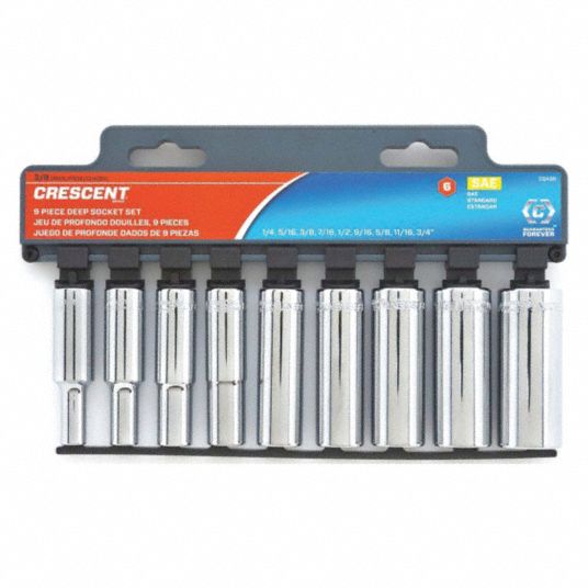 CRESCENT, Metric Deep Socket Set,9 pc.,3/8in. - 41WR60|CSAS7N - Grainger