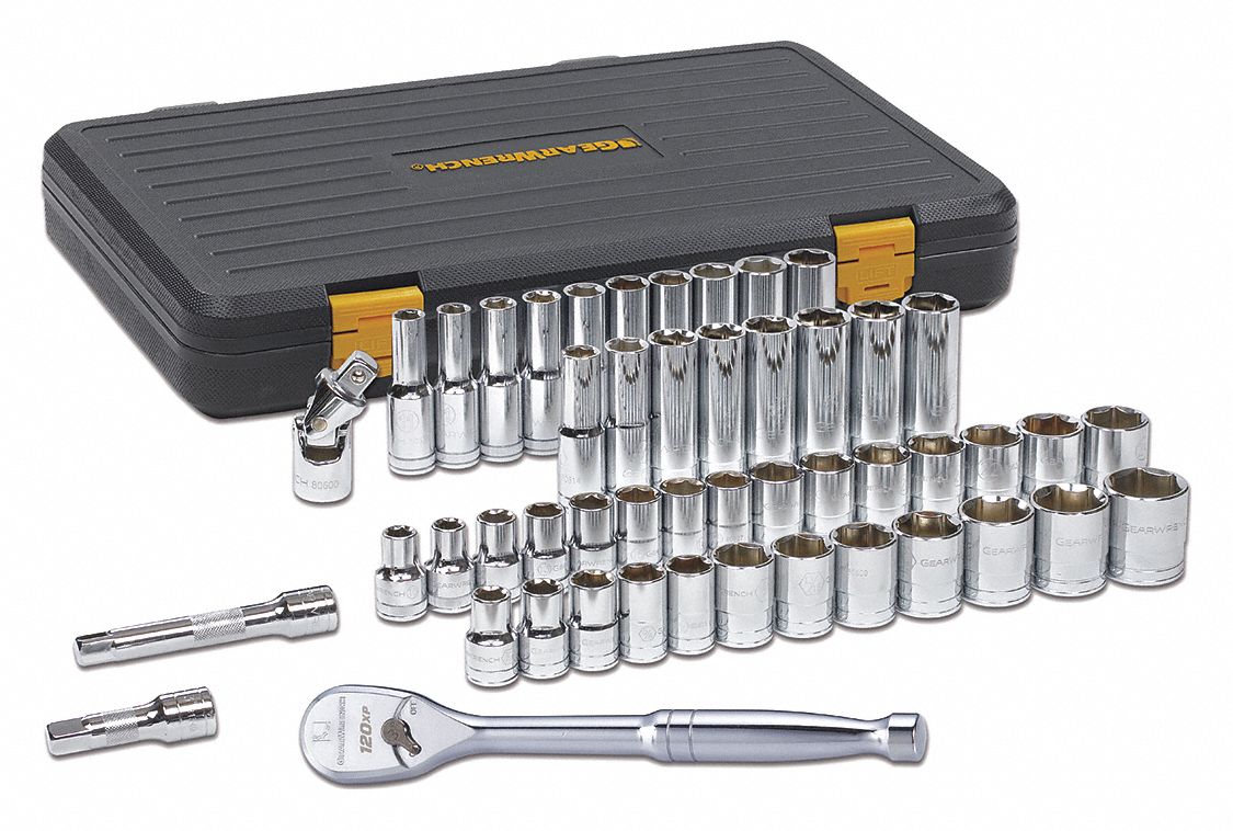 GEARWRENCH, 49 Total Pcs, Sockets and Accessories/Wrenches, Drive ...