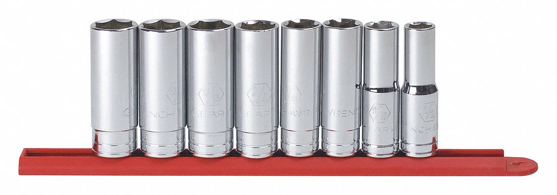 Socket,drive 6 Pt. Deep,sae,8 Pc.,1/2in - Grainger