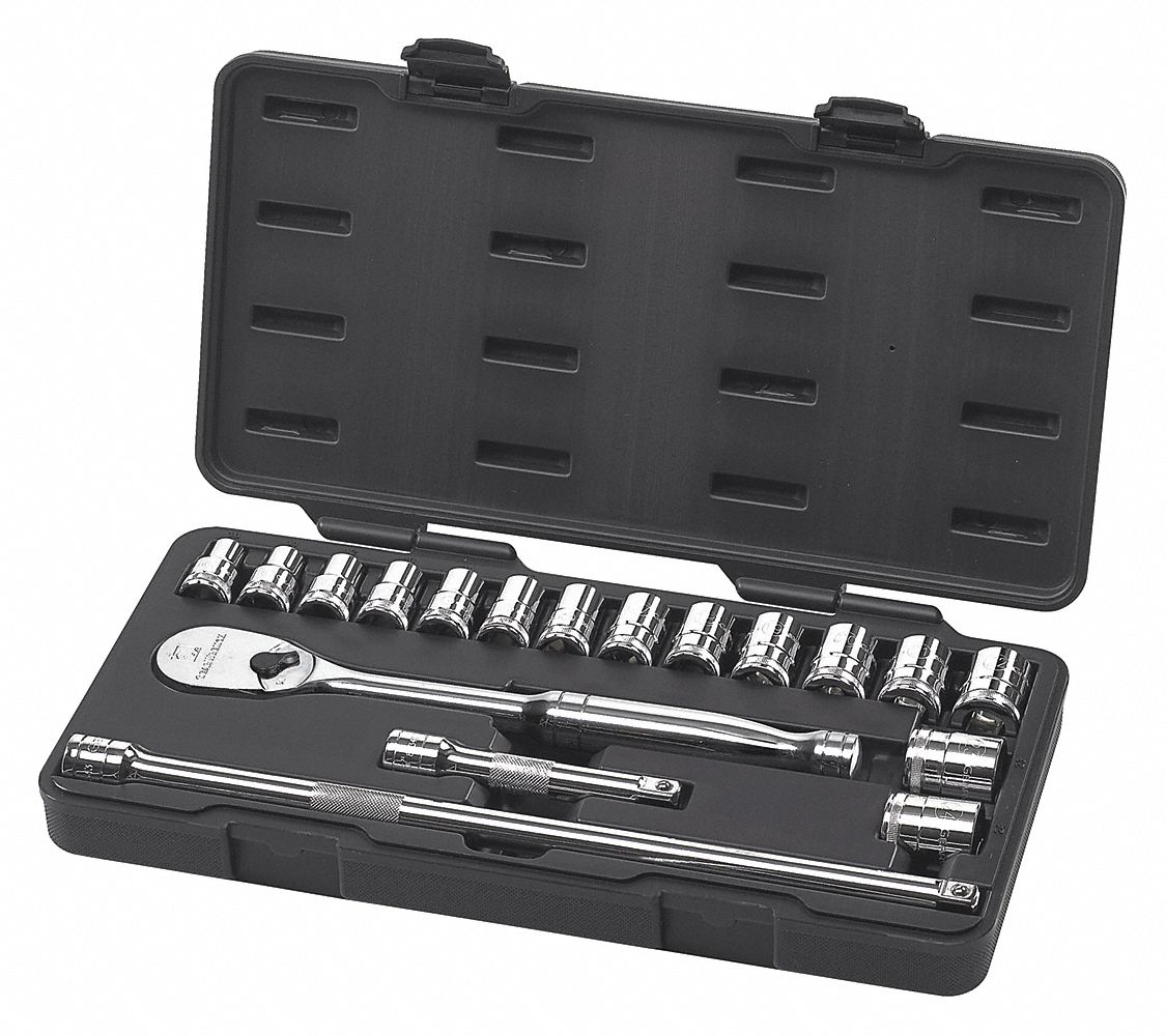 GEARWRENCH, Metric Socket Set,18 pc.,1/2in Drive - 41XK84|80708 - Grainger