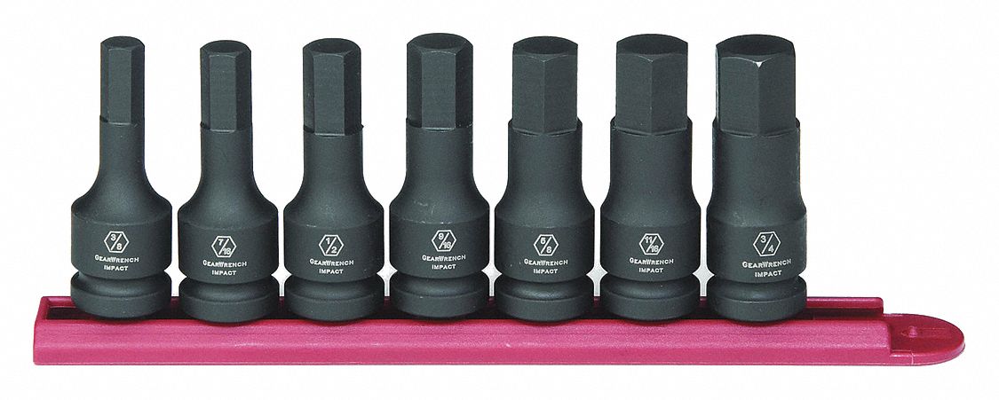 GEARWRENCH, Impact Hex Socket Set SAE,7 Pc.,1/2in Dr - 41XT46|84941 ...