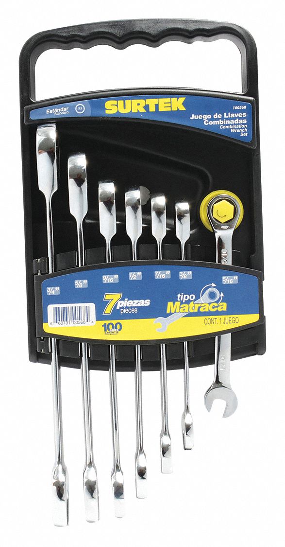 SURTEK Juego de Llaves Combinadas con Matraca 7 herramientas Acero Cromo Vanadio 135 , 154 , 165 ...