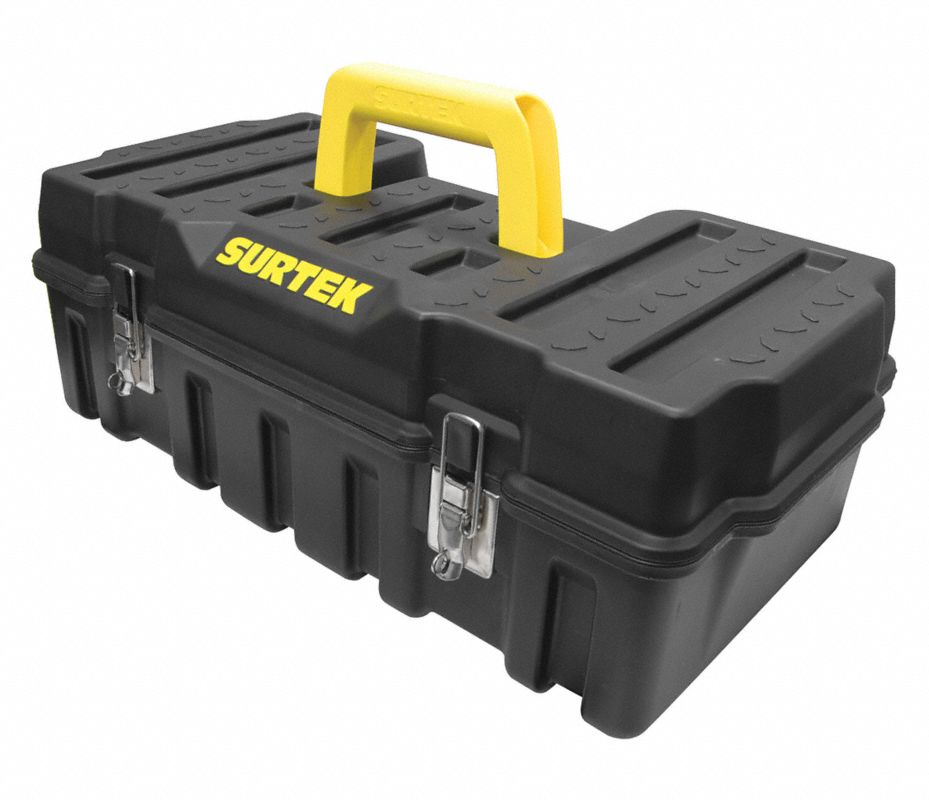 SURTEK Caja de Herramientas Estándar Plástico Negro 7" x 21" x 11 ...