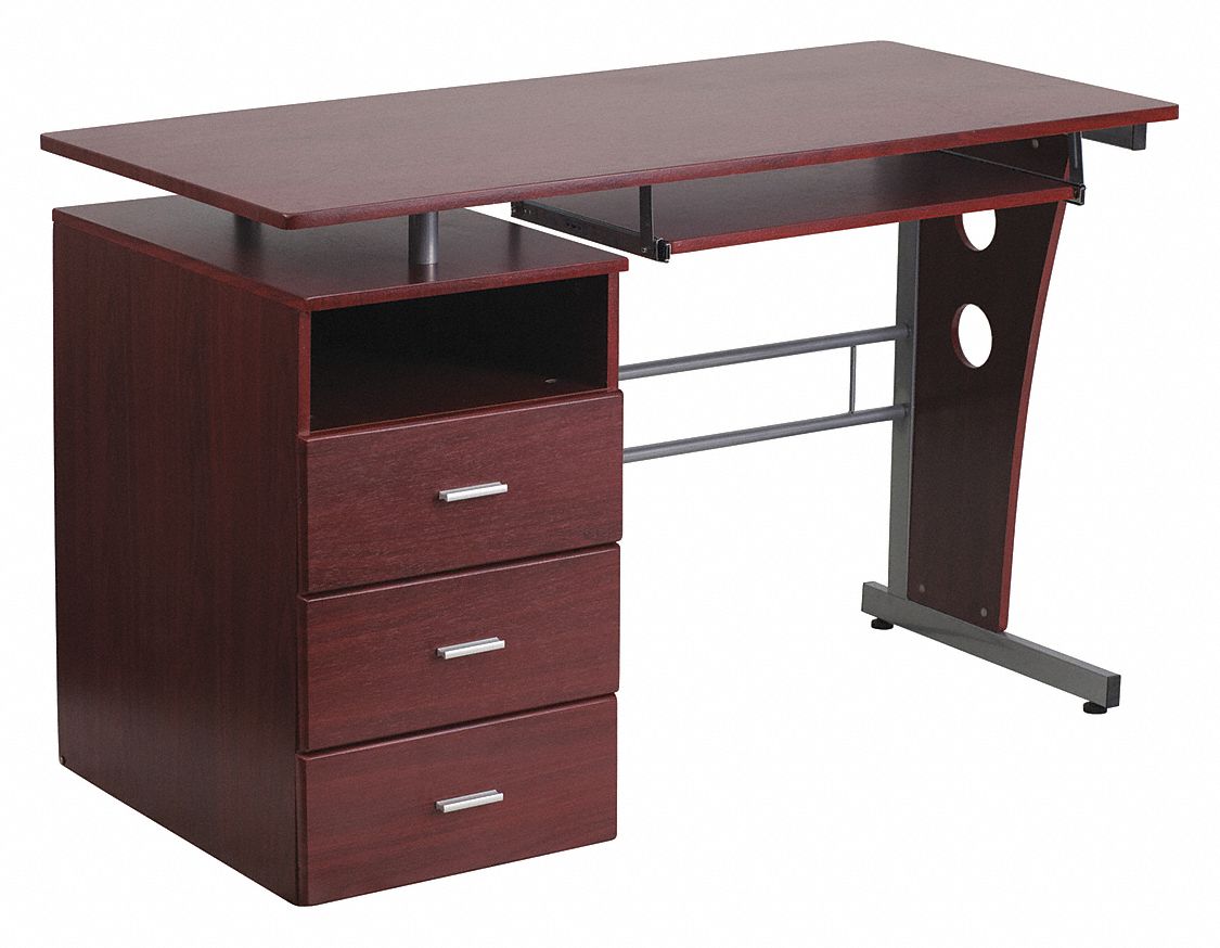 FLASH FURNITURE, Laminate, Red, Office Desk - 420G85|NAN-WK-008-GG ...