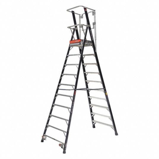 LITTLE GIANT, Fiberglass, 375 lb Load Capacity, Platform Stepladder ...