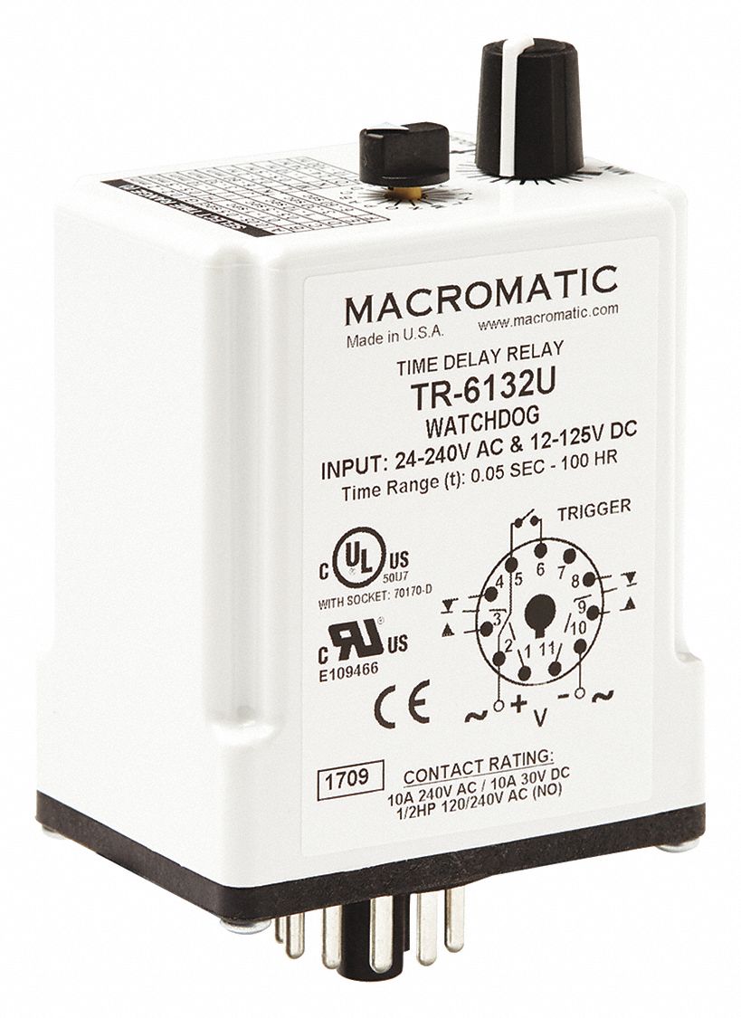 MACROMATIC, Socket Mounted, 240V DC, Single Function Time Delay Relay - 425Z12|TR-6132U - Grainger