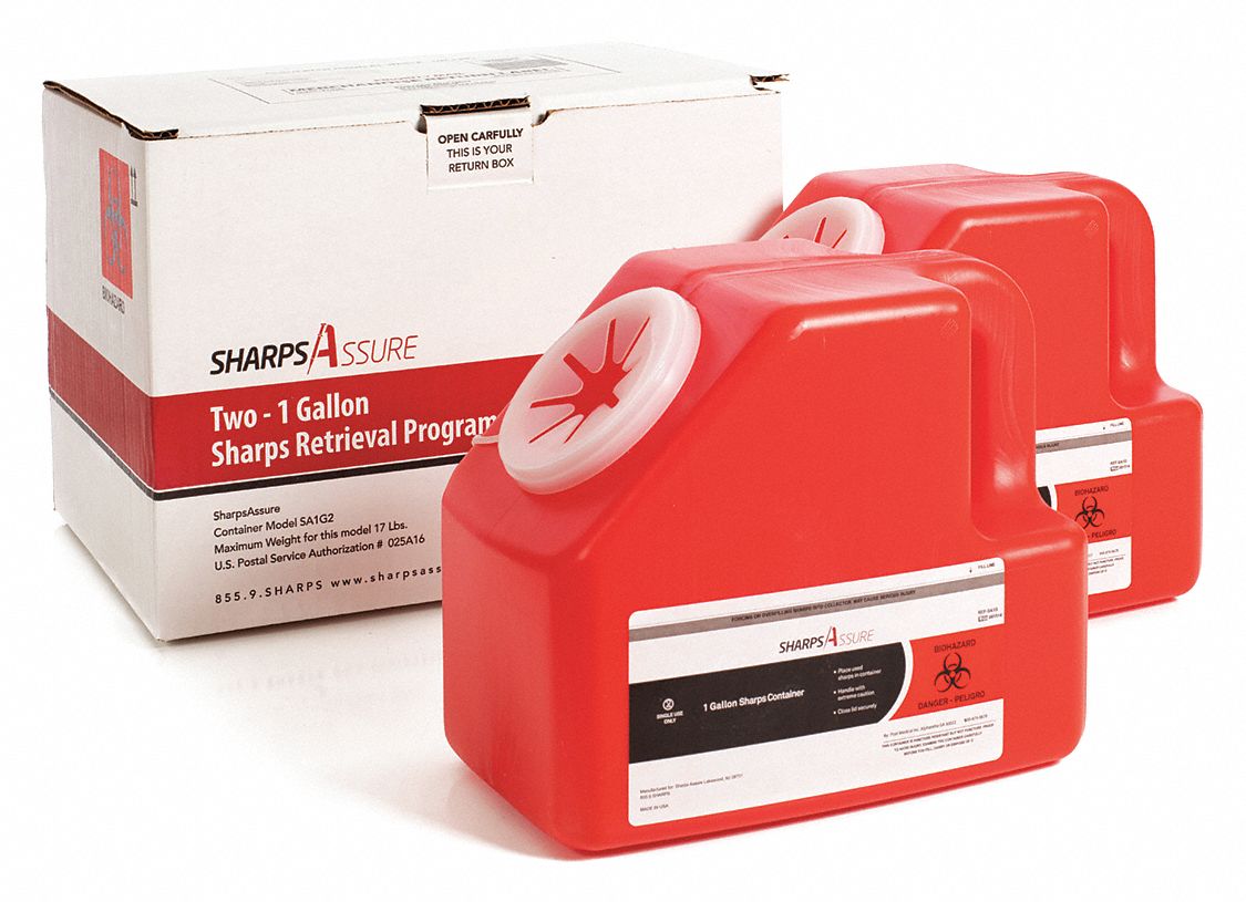 SHARPS ASSURE, 1 gal, 2 Count, Sharps Container - 426C31|SA1G2 - Grainger
