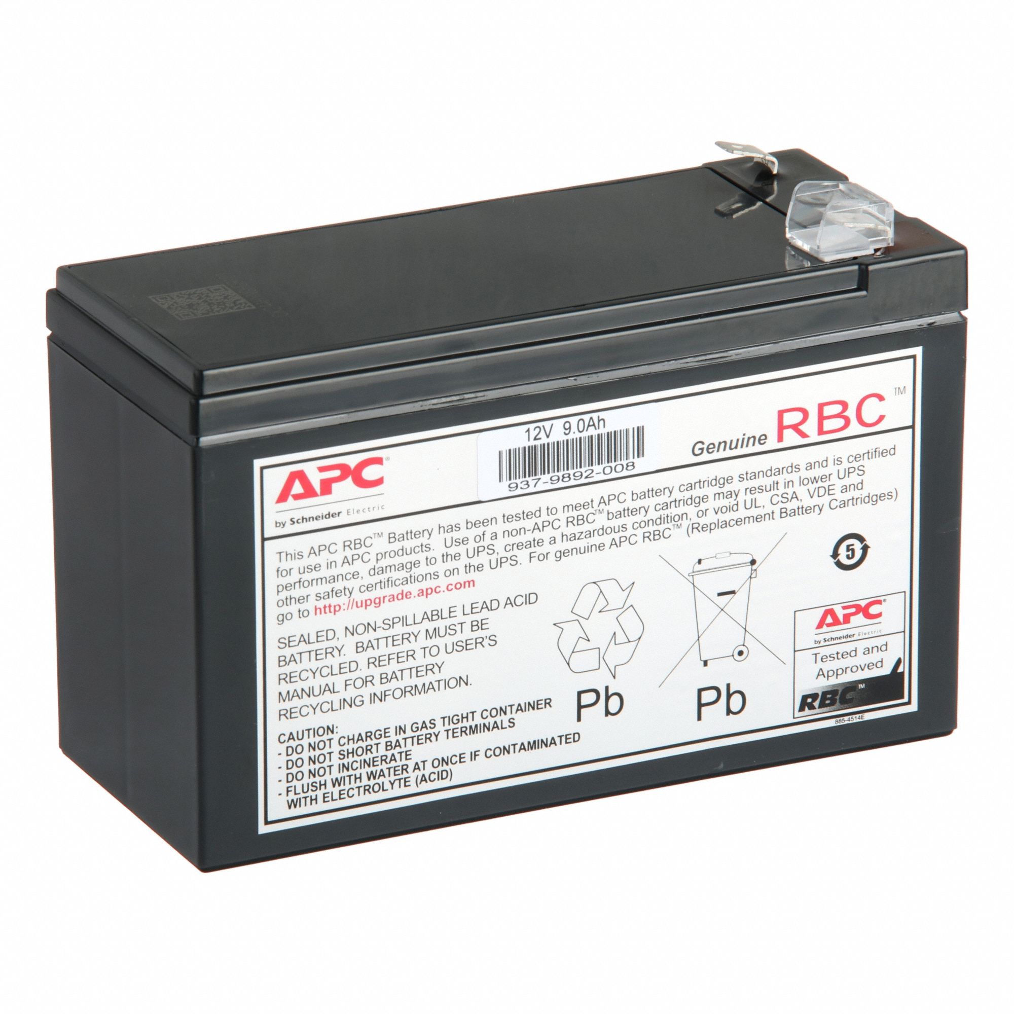 APC BY SCHNEIDER ELECTRIC, 12 V DC Volt, 9 Ah Battery Capacity, UPS ...