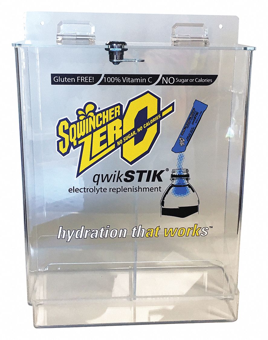 SQWINCHER Sports Drink Mix Dispenser: 10 1/8 in Wd, 5 1/4 in Dp, 13 1/4 ...
