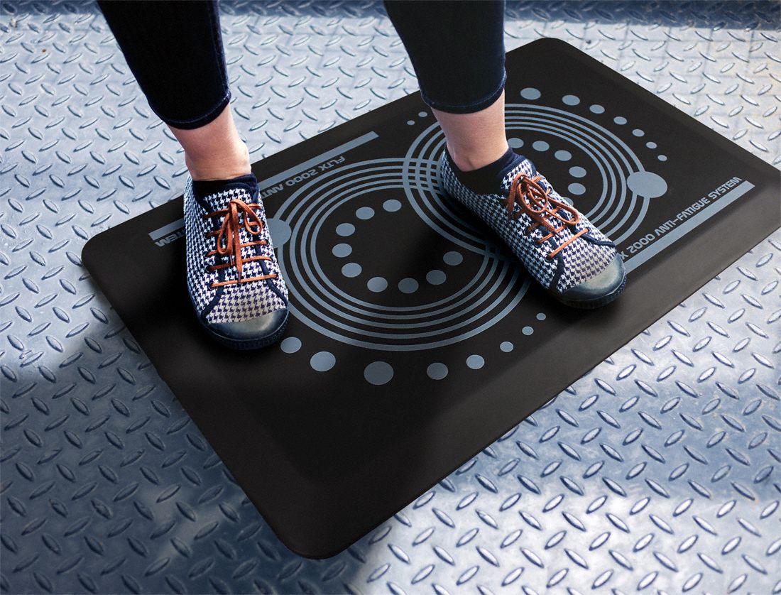 FLOORTEX Antifatigue Mat: Smooth, 16 in x 2 ft, 43/64 in Thick, Black ...