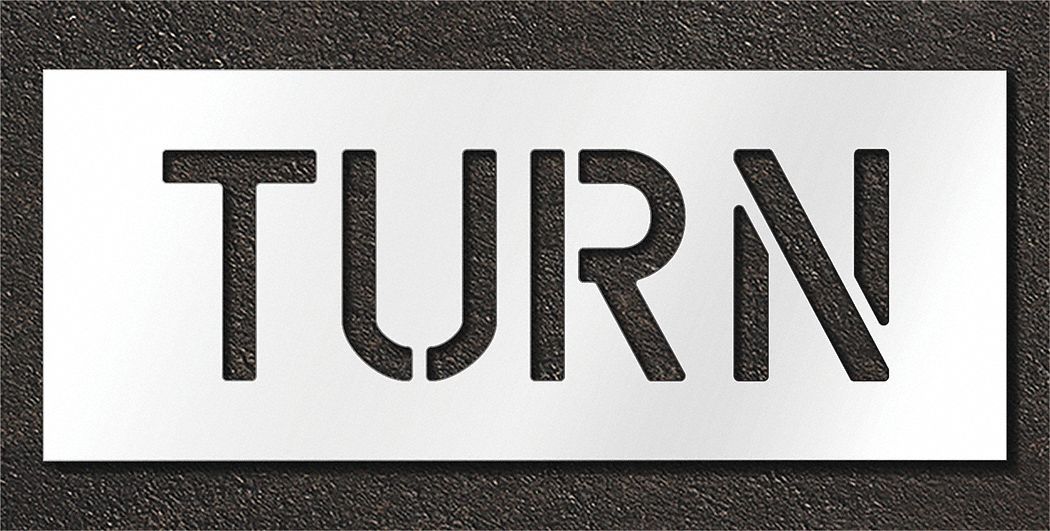 Turn, 0.125 in Thick, Pavement Stencil - 429U80|STL-108-70619 - Grainger