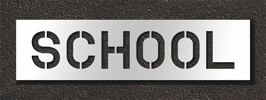School, 0.125 in Thick, Pavement Stencil - 429V23|STL-108-71023 - Grainger