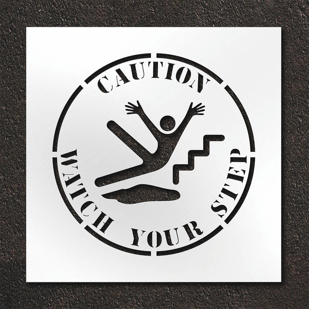 Caution Watch Your Step, 24 in x 24 in Message Size (WxH), Pavement ...