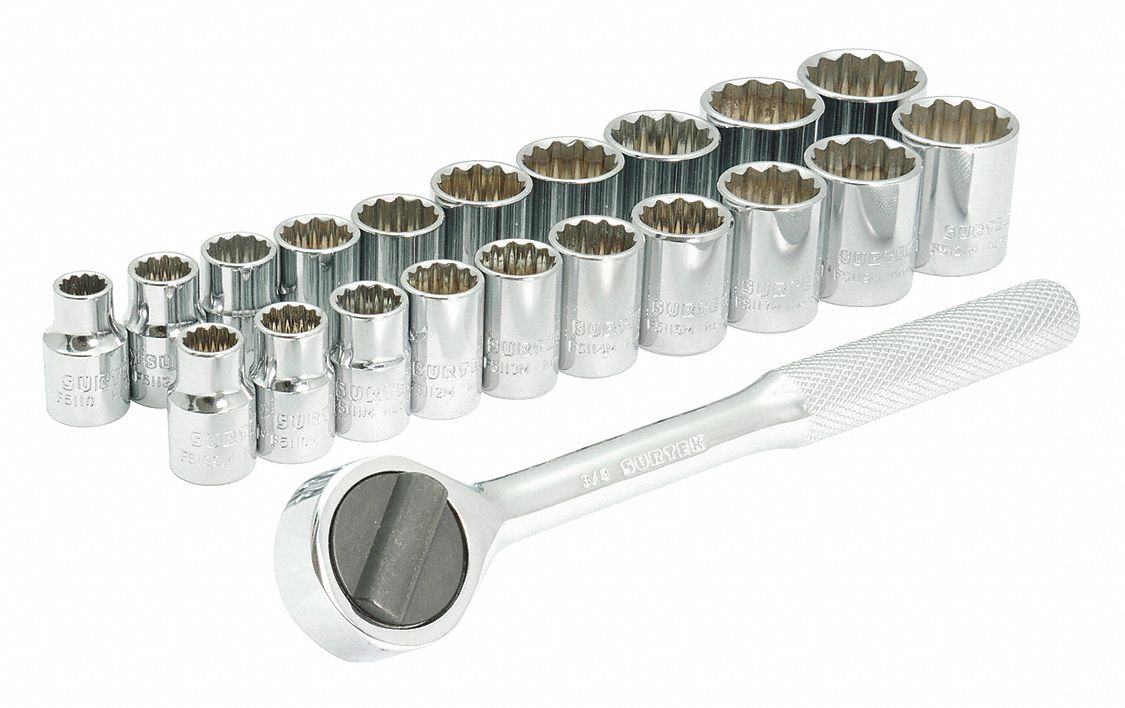 SURTEK Juego de Dados y Matraca 3/8" SAE/Métrico 21 piezas - Juegos de ...