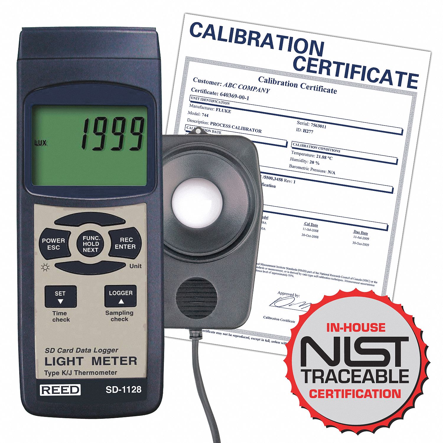 REED LIGHT METER, WITH NIST CERT/6 AA BATTERIES, DATA LOGGING, LUX ...