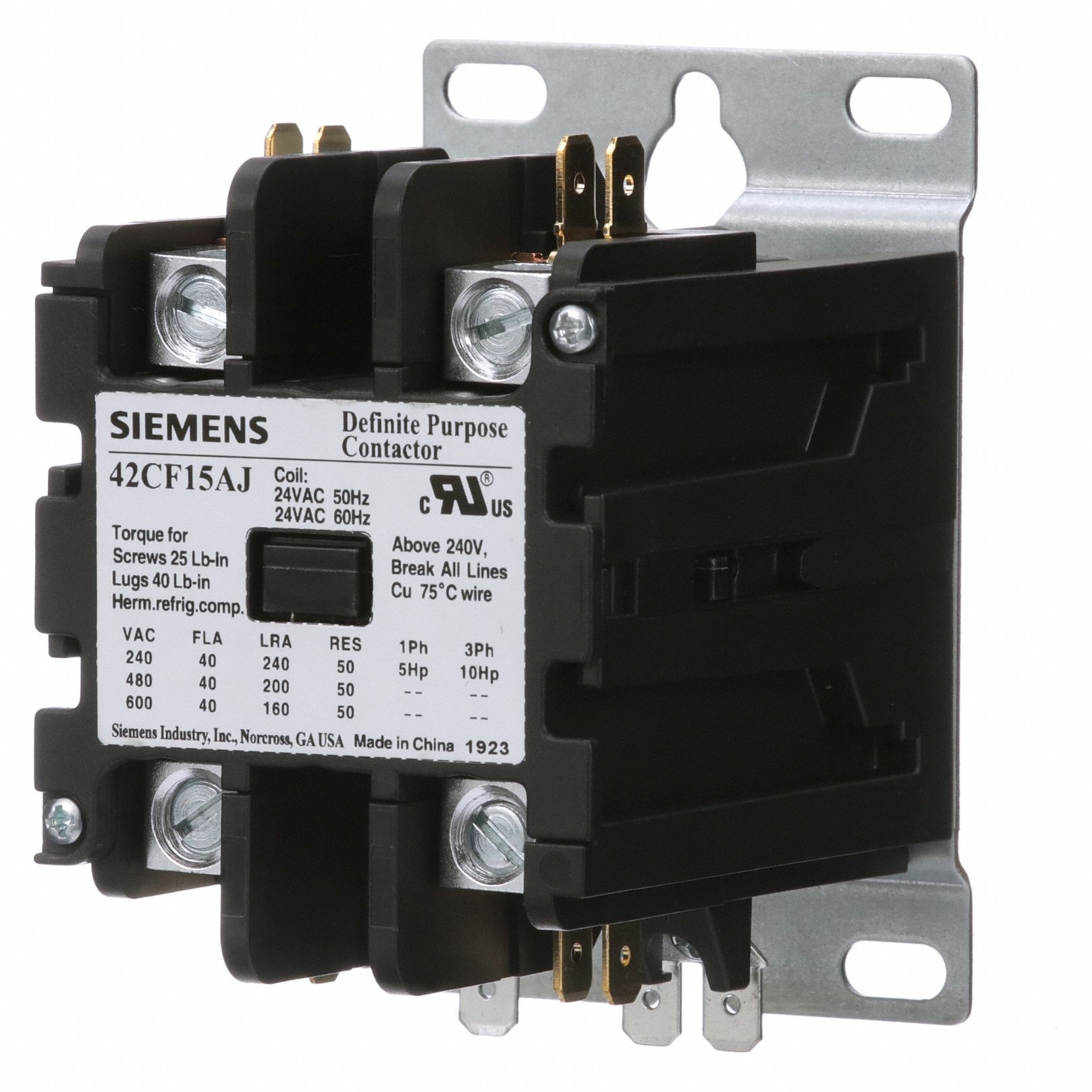 SIEMENS, 2 Poles, 277V AC, Definite Purpose Contactor - 806D57|42CF15AL ...