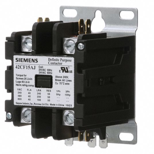 SIEMENS, 2 Poles, 120V AC, Definite Purpose Contactor - 806D54|42CF15AF ...