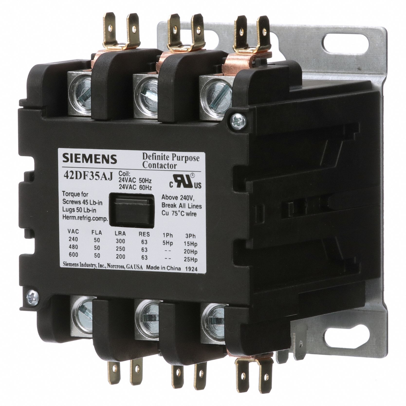 SIEMENS, 3 Poles, 208-240V AC, Definite Purpose Contactor - 806D64 ...