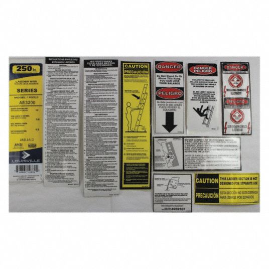 LOUISVILLE LADDER, For Extension Ladders, 12 Labels, Ladder Label Kit ...