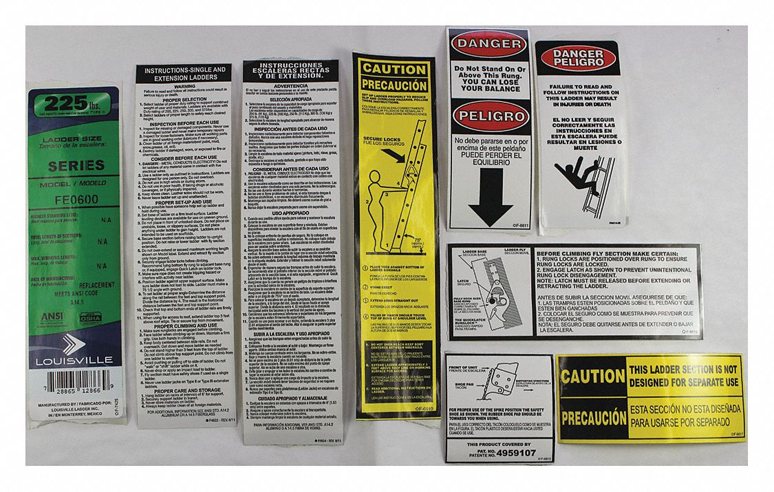 LOUISVILLE LADDER, For Extension Ladders, 12 Labels, Ladder Label Kit ...