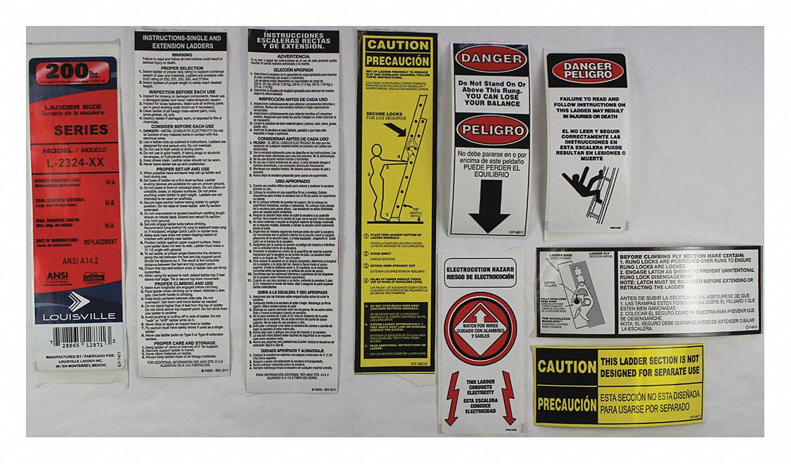 LOUISVILLE LADDER, For Extension Ladders, 12 Labels, Ladder Label Kit ...
