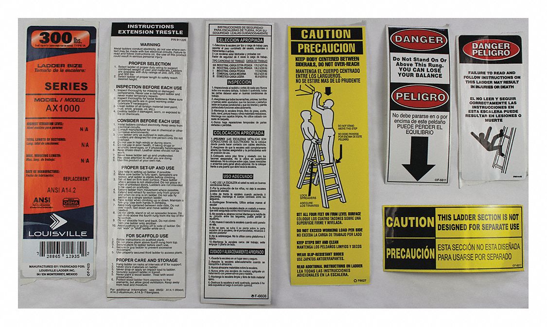 LOUISVILLE LADDER, For Extension Trestle Ladders, 10 Labels, Ladder ...