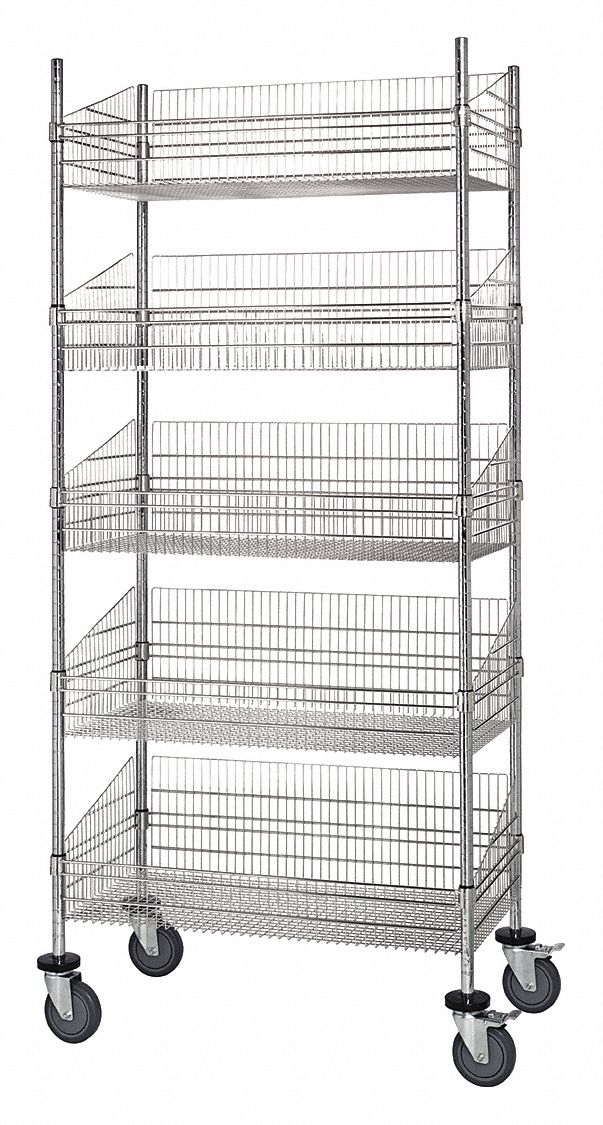 QUANTUM STORAGE SYSTEMS, Baskets Mobile Unit,5 Post,18 x 60 in ...